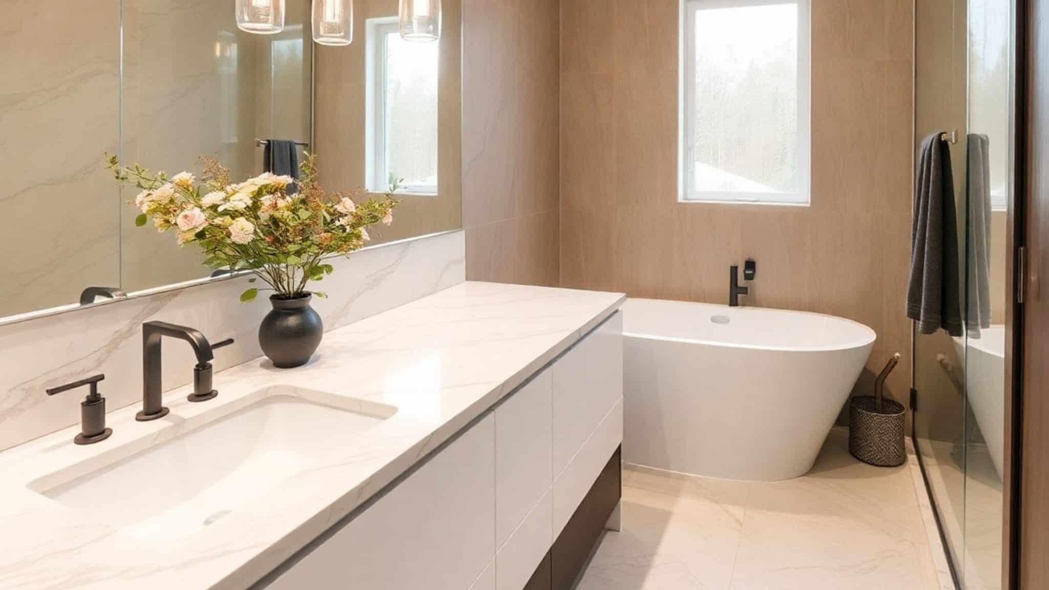Comparing Styles Quartz Bathroom Countertops in Victoria | FLOFORM ...
